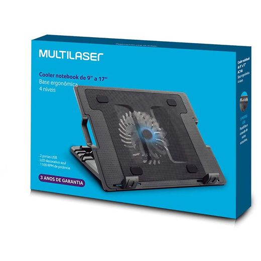 Suporte Para Notebook 9" a 17" Multilaser AC166 1 Cooler Preto - primetek
